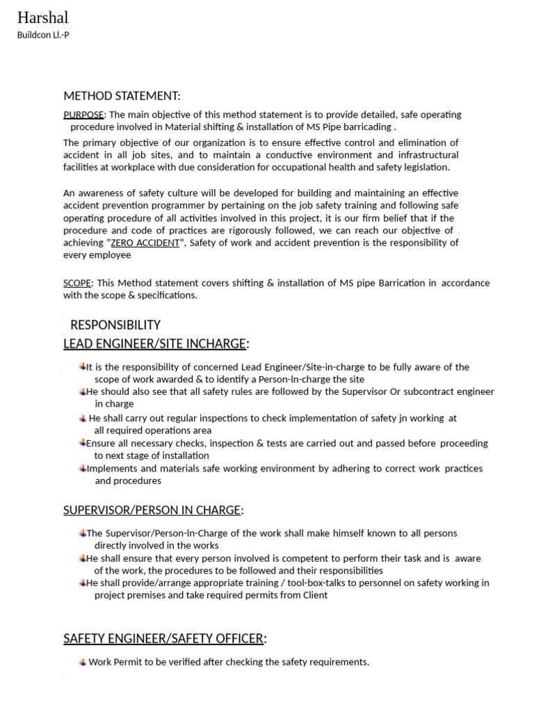 Hard Barrication Method Statement | PDF | Personal Protective Equipment ...