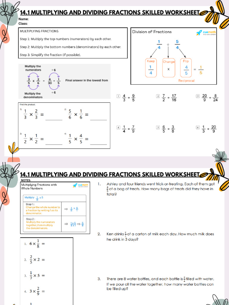 14.1 Multiplying and dividing fractions(1) | PDF