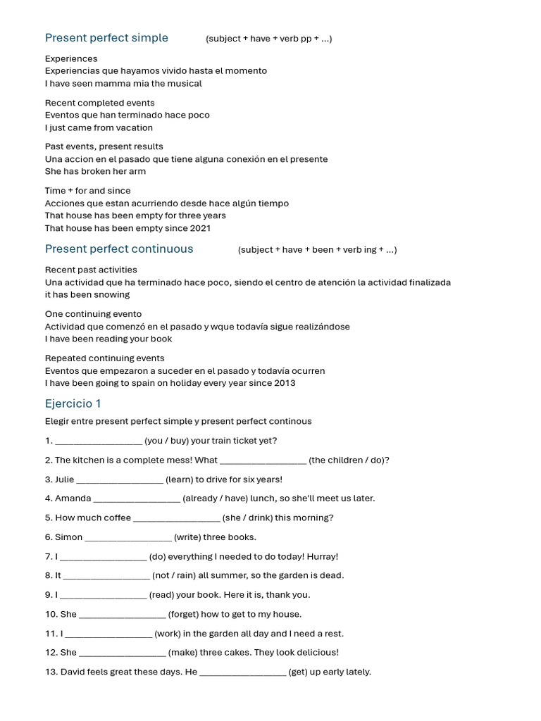 Present perfect simple | PDF