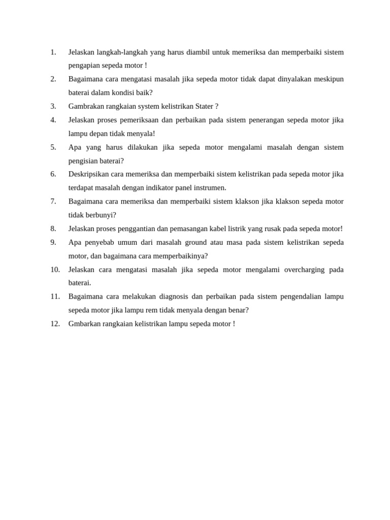 PLSM KELAS XII TSM Kisi - Kisi | PDF