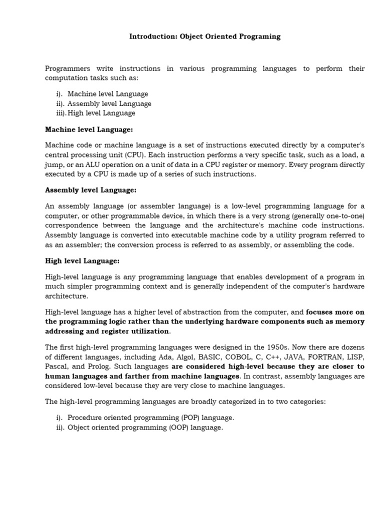Introduction OOP | PDF | Object Oriented Programming | Class (Computer Programming)