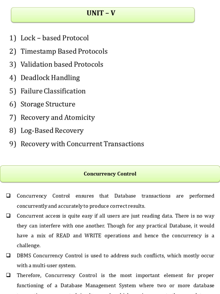 DBMS_UNIT-V | PDF | Databases | Database Transaction