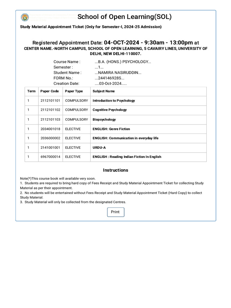 SOL Study Material Appointment | PDF