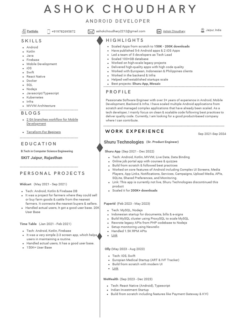 Ashok Resume | PDF | Mobile App | Android (Operating System)