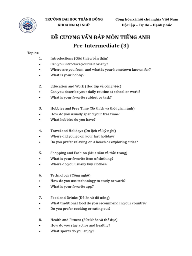 Tieng Anh Co Ban 3 Phan Van Dap 2024 | PDF