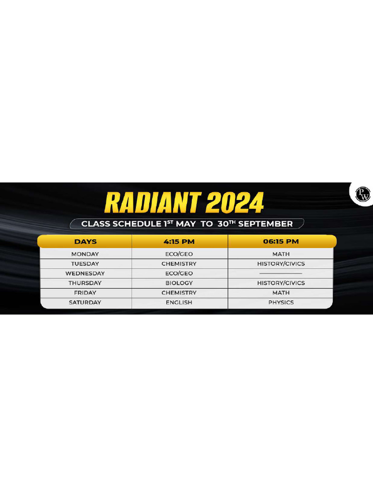 Class Schedule - PDF Only - (Radiant 2024) | PDF