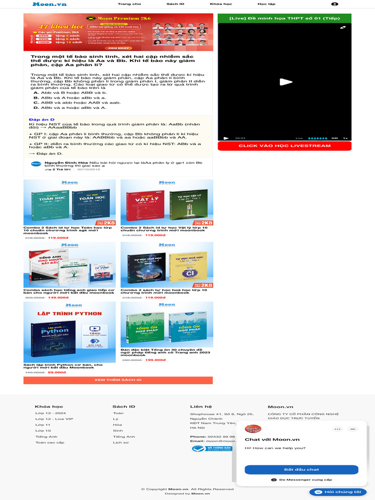 Trong M TT Bào Sinh Tinh, Xét Hai C P Nhi Ms C TH C Kí Hi U Là Aa Và Bb. Khi T Bào Này Gi M Phân ...