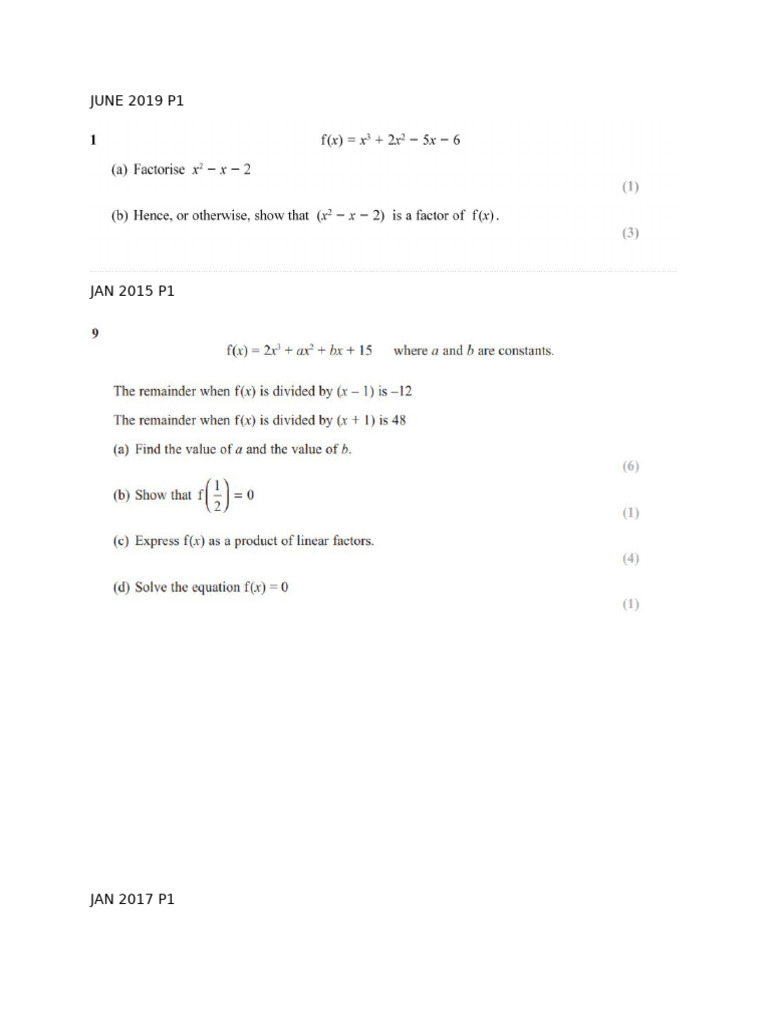 Algebraic Division Worksheet | PDF