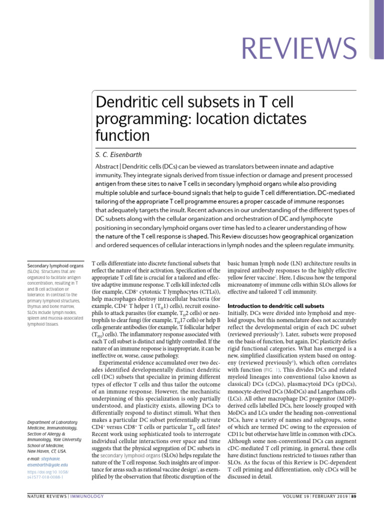 EISENBARTH 2019 - Dendritic Cell Subsets in T Cell Programming Location ...