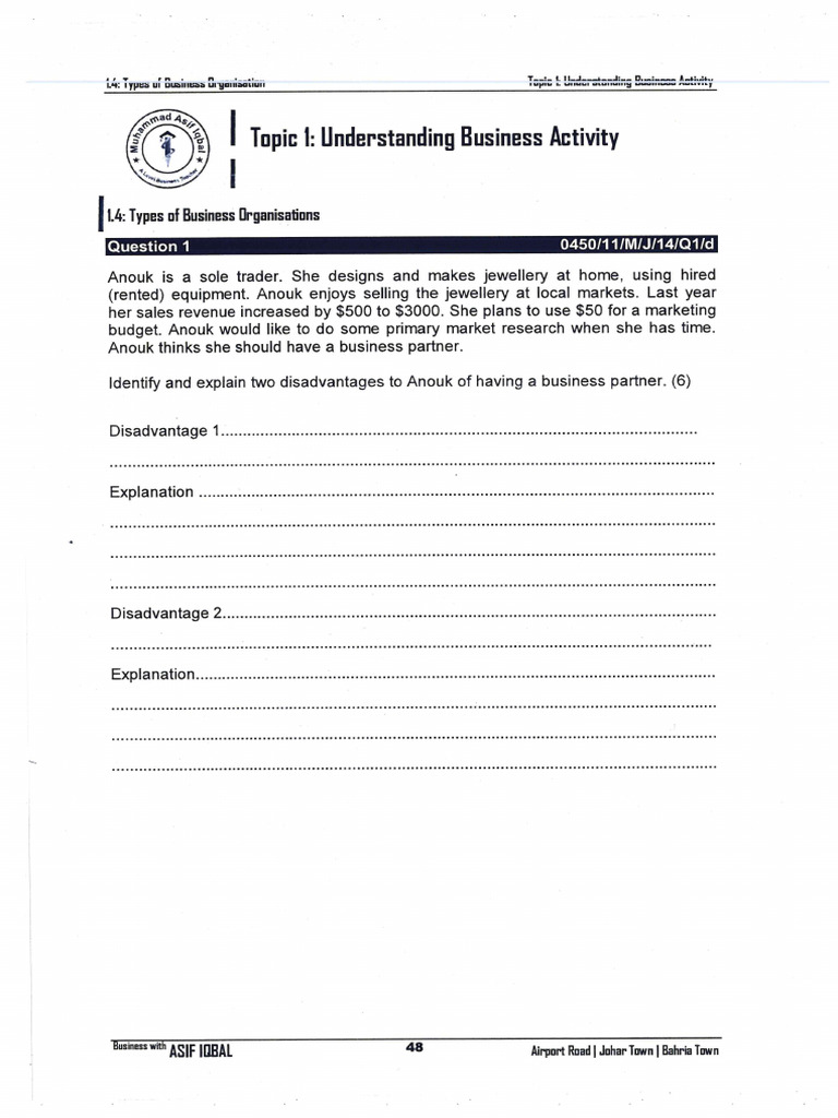 1.4 Types of Business Organizations_Worksheet | PDF