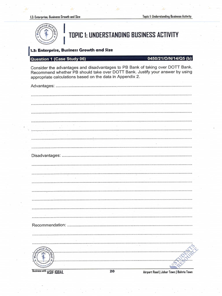 1.3 - Case Study Worksheets | PDF