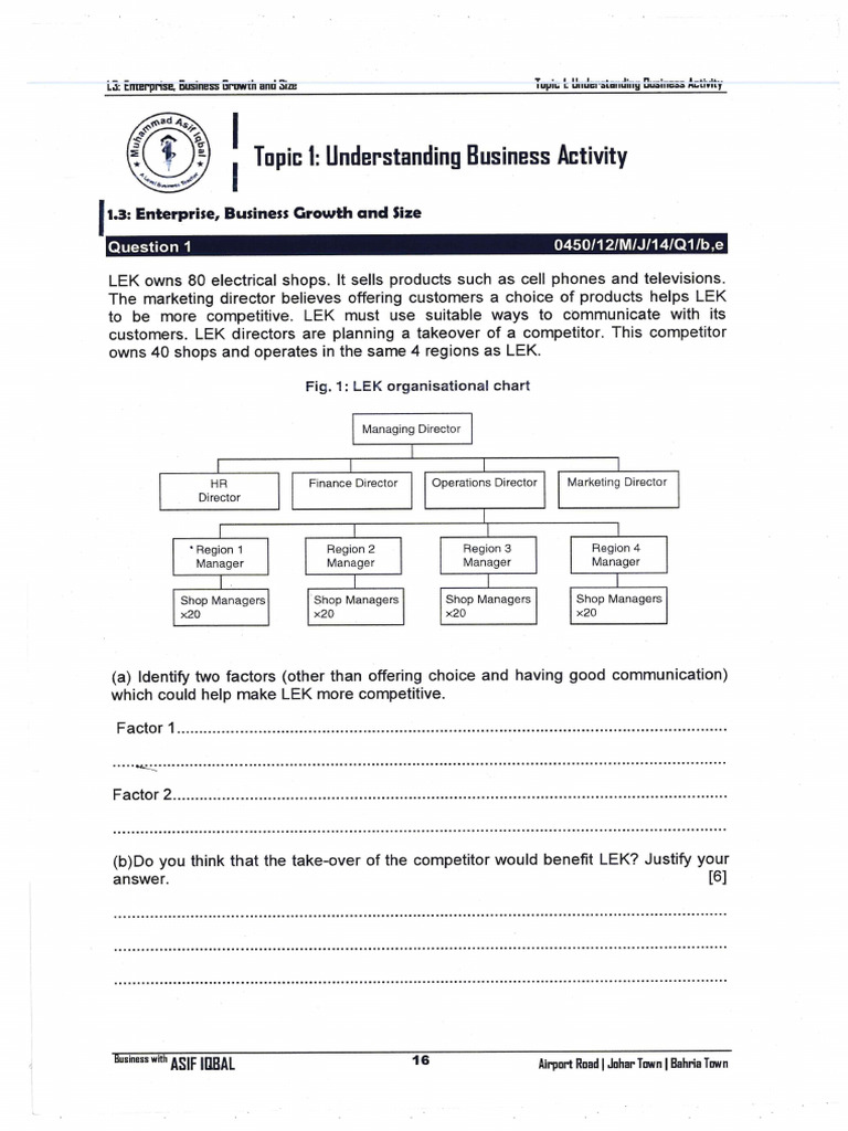 1.3 - Enterprise, Business Growth and Size - Worksheet | PDF
