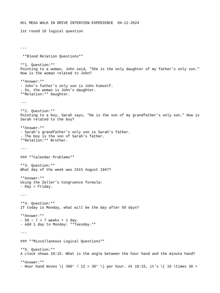 Hcl Interview Experience Pdf Computing Computer Programming 5355