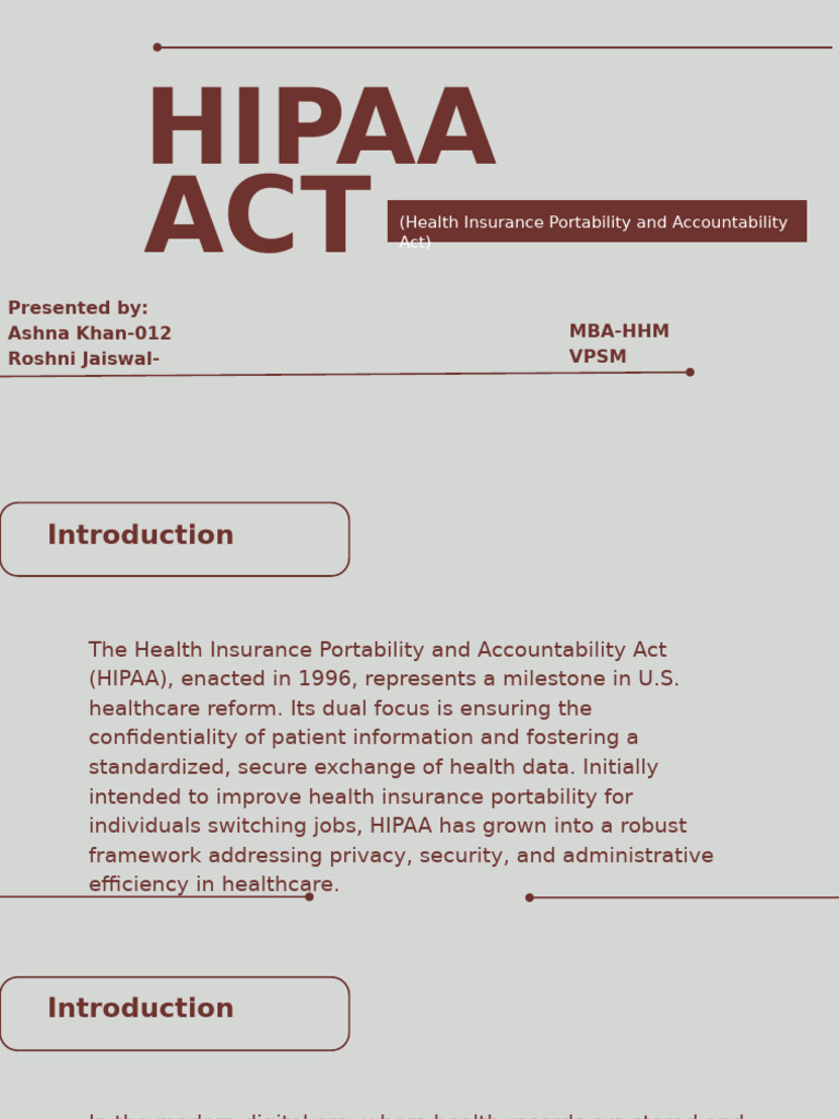 HIPAA ACT | PDF | Health Insurance Portability And Accountability Act ...