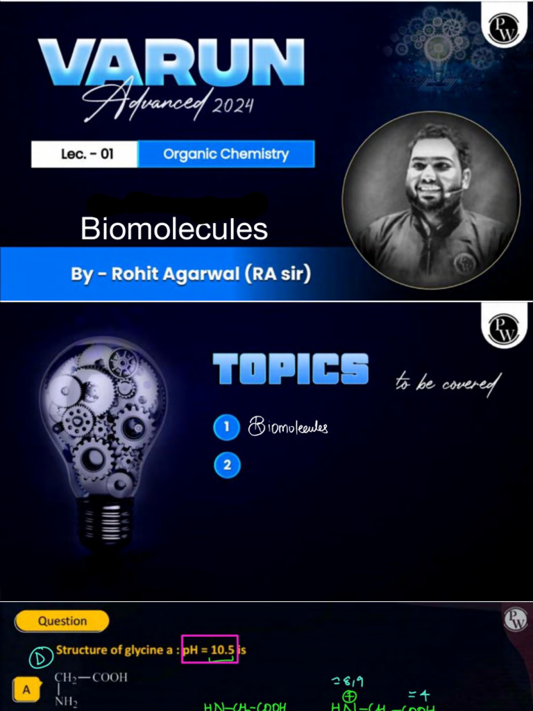 Biomolecules 01 Class Notes Varun JEE Advanced 2024 | PDF