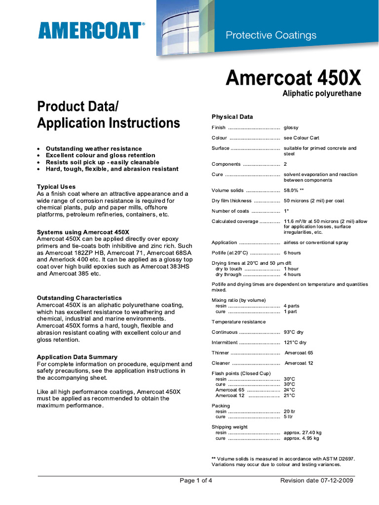 PDS - Amercoat 450X - Spread | PDF
