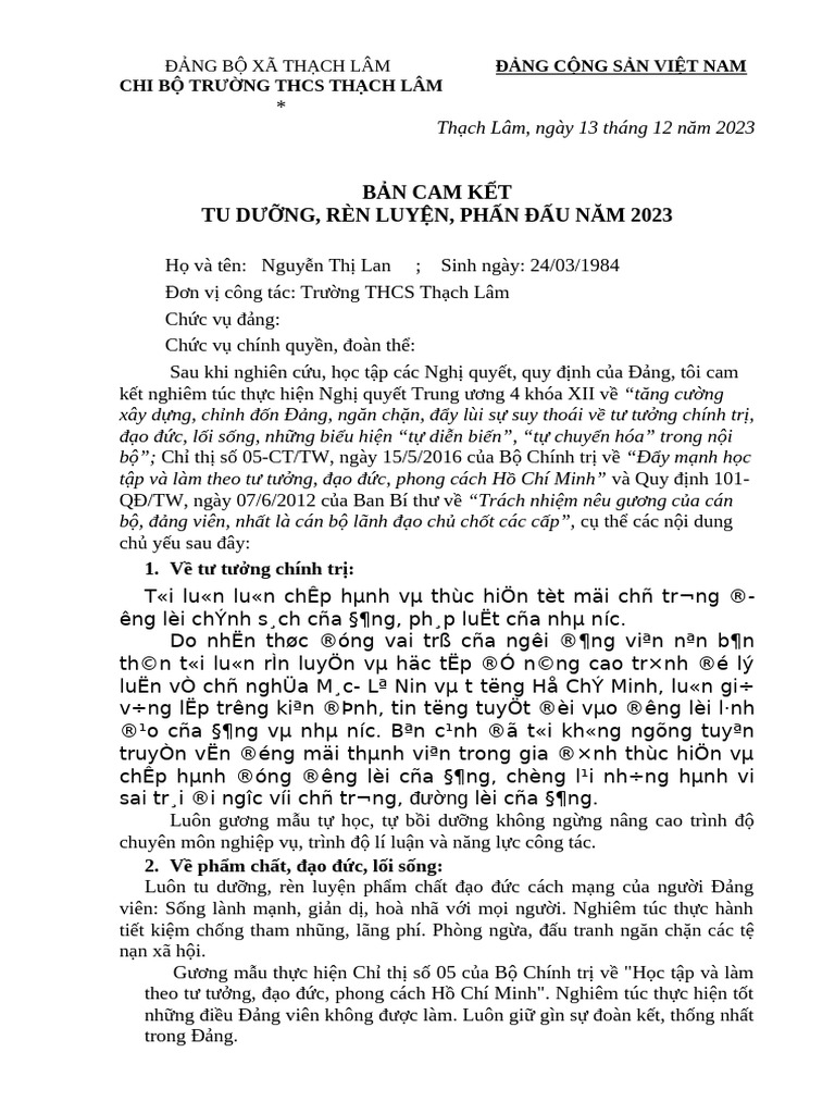 Mau BS.Ban cam ket tu duong, ren luyen (1) | PDF