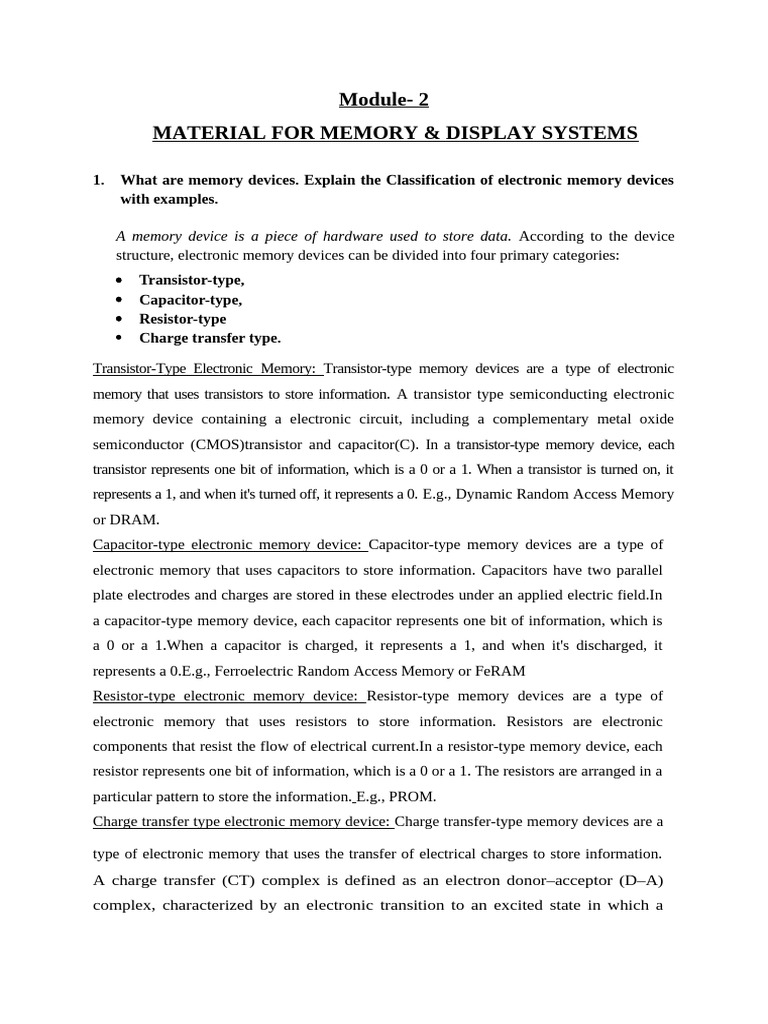 Module 2 Question & Answers | PDF | Liquid Crystal | Computer Memory