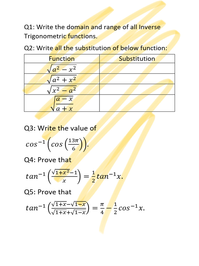 Trigonometry ITF CLASS XII | PDF