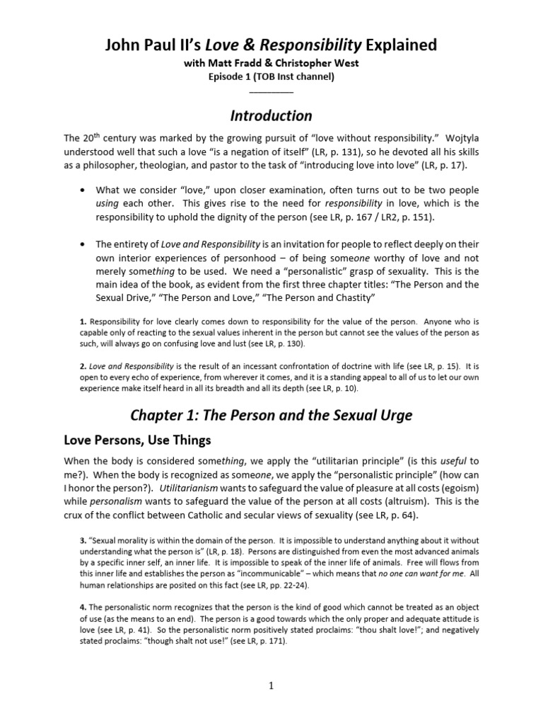 L & R W Matt Fradd - Study Guide | PDF | Lust | Love