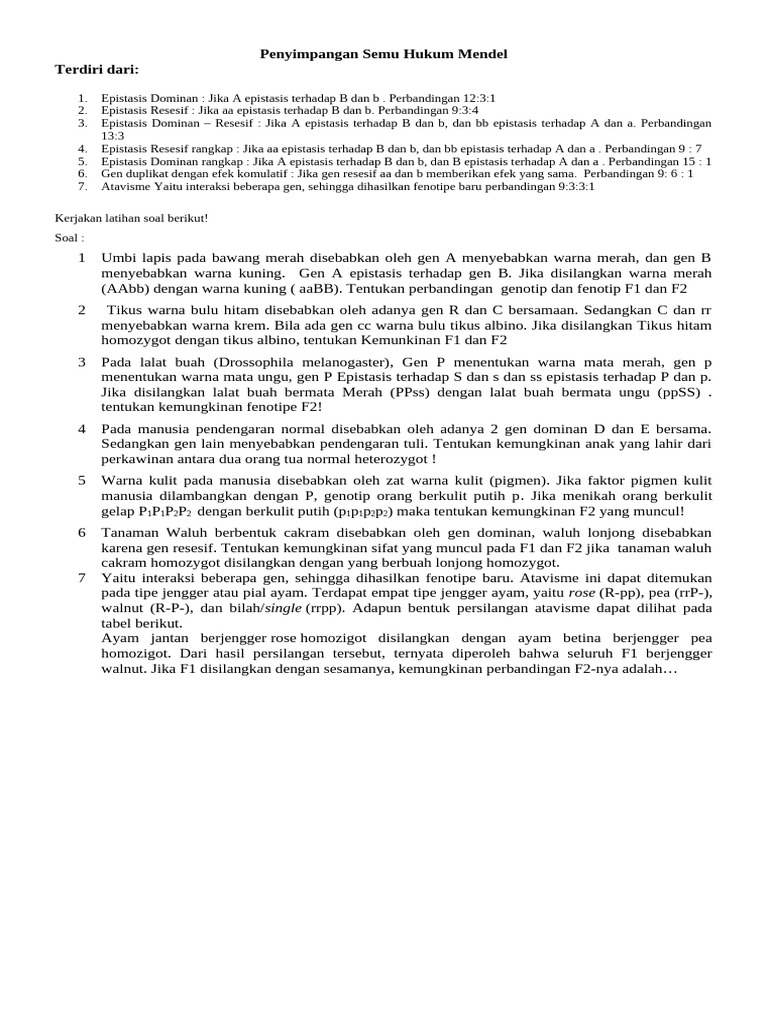 Genetika: Epistasis dan Atavisme | PDF