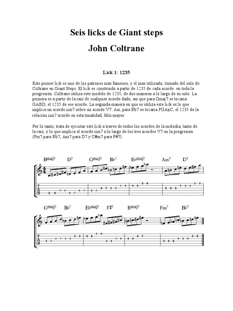 Seis licks de John Coltrane de Giant Steps: Un análisis detallado de ...