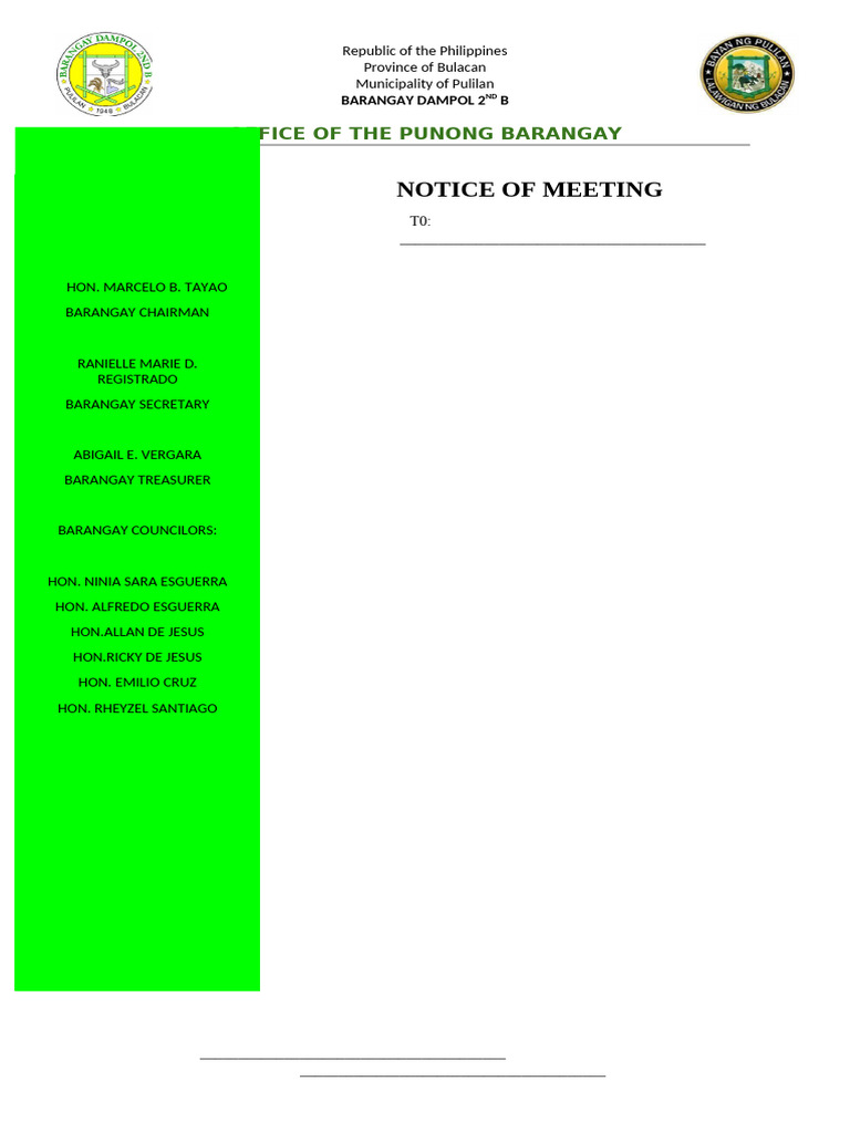 NOTICE OF MEETING-Template | PDF