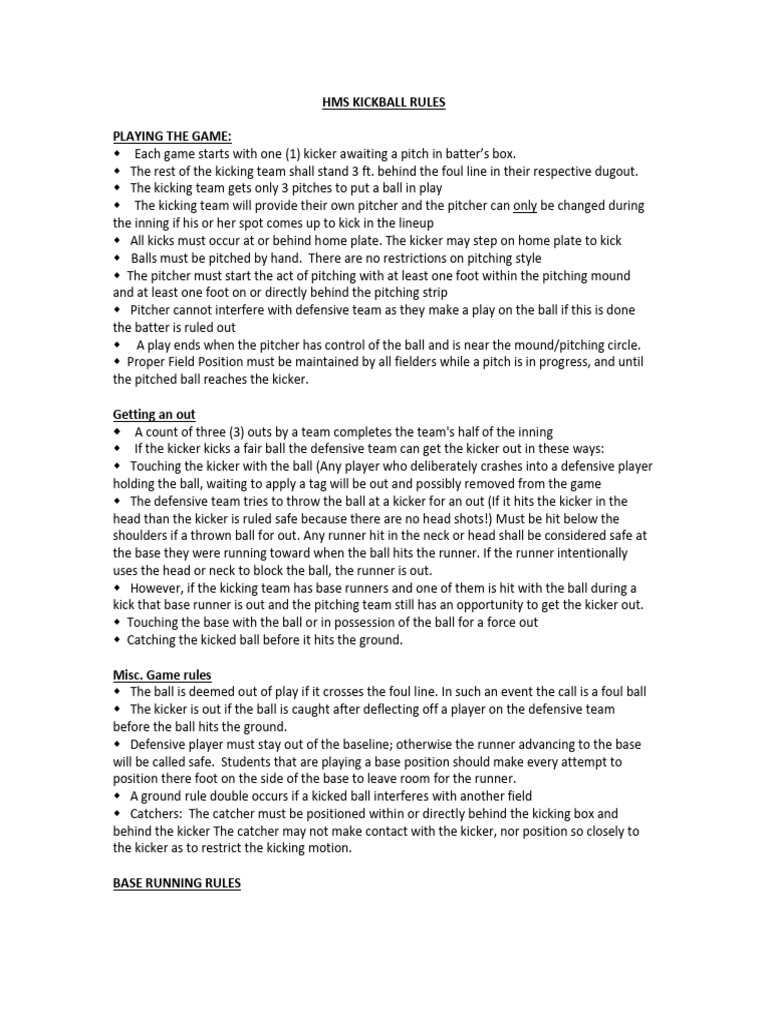 Kickball | PDF | Baseball Field | Pitcher