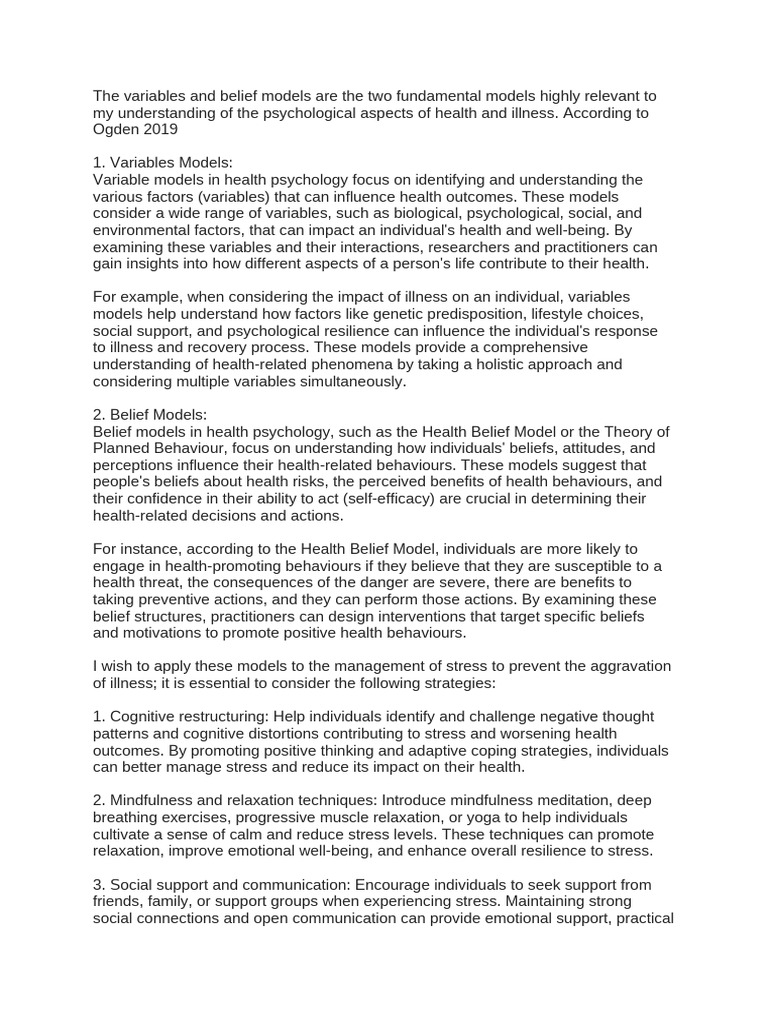 The variables and belief models are the two fundamental models highly ...