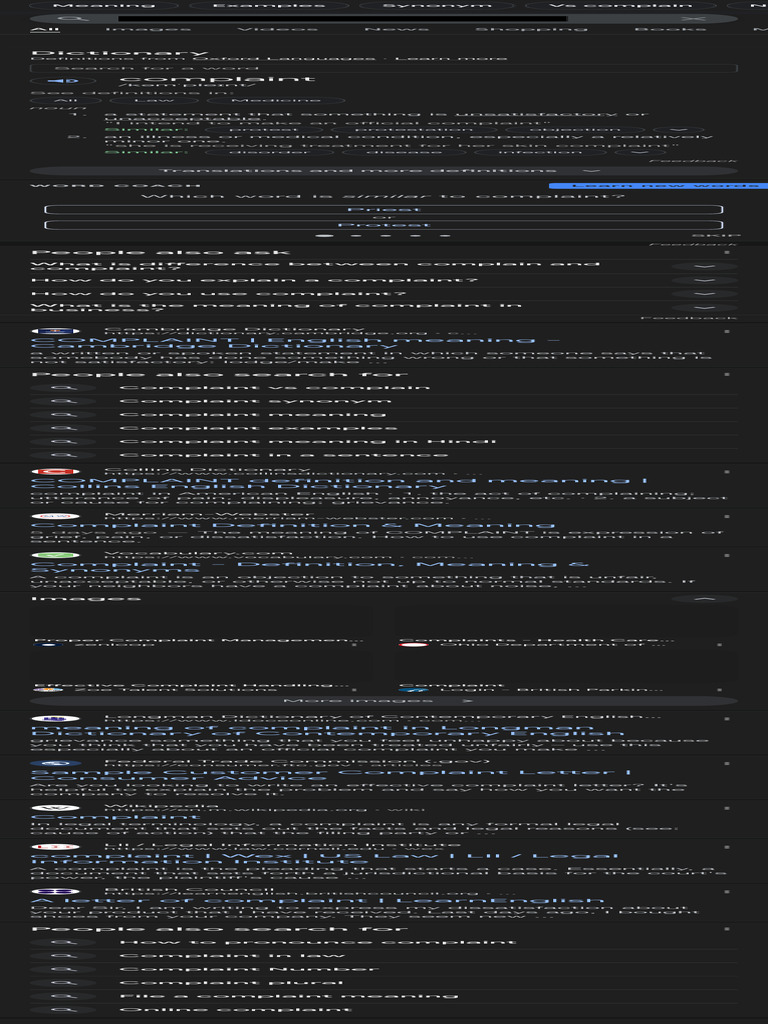 complaint - Google Search | PDF | Complaint | Dictionary