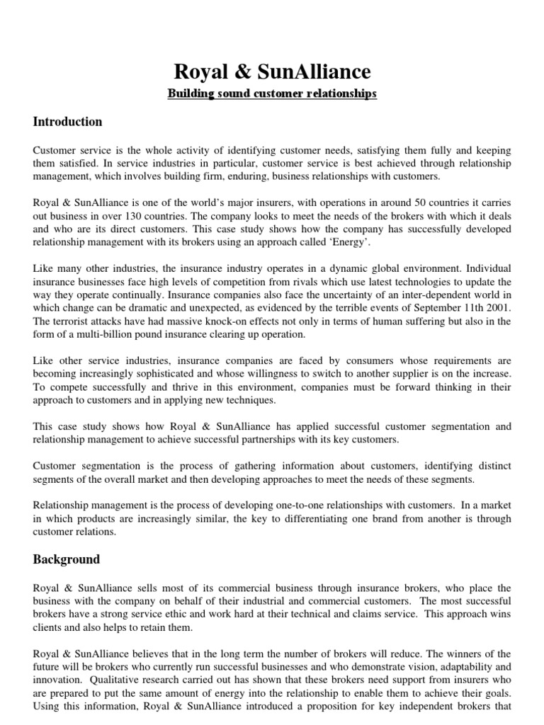 Royal & Sun Alliance | PDF | Goal | Customer Relationship Management