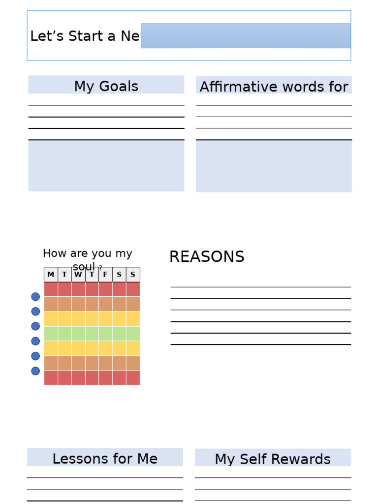 Weekly Goals and Self-Reflection Guide | PDF