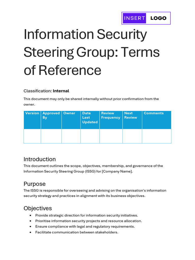 Information Security Steering Group Terms of Reference | PDF ...
