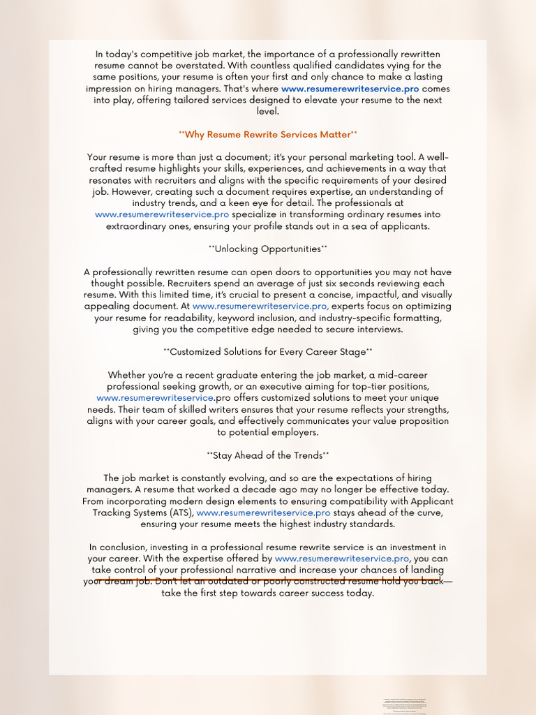 resume rewrite services | PDF | Résumé | Recruitment