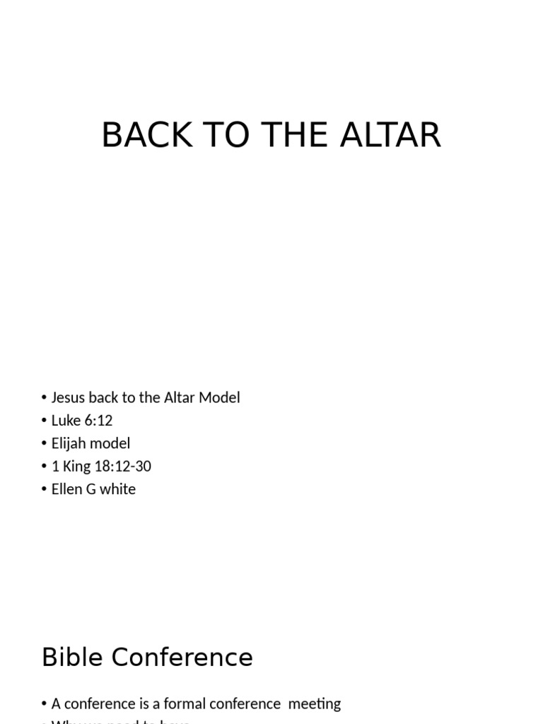 Back To The Altar | PDF