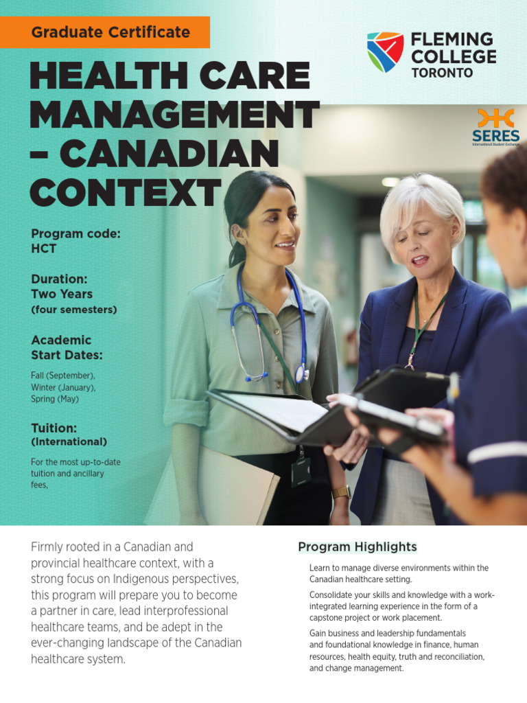 Health Care Management - Canadian Context Flyer-2024.seres | PDF ...