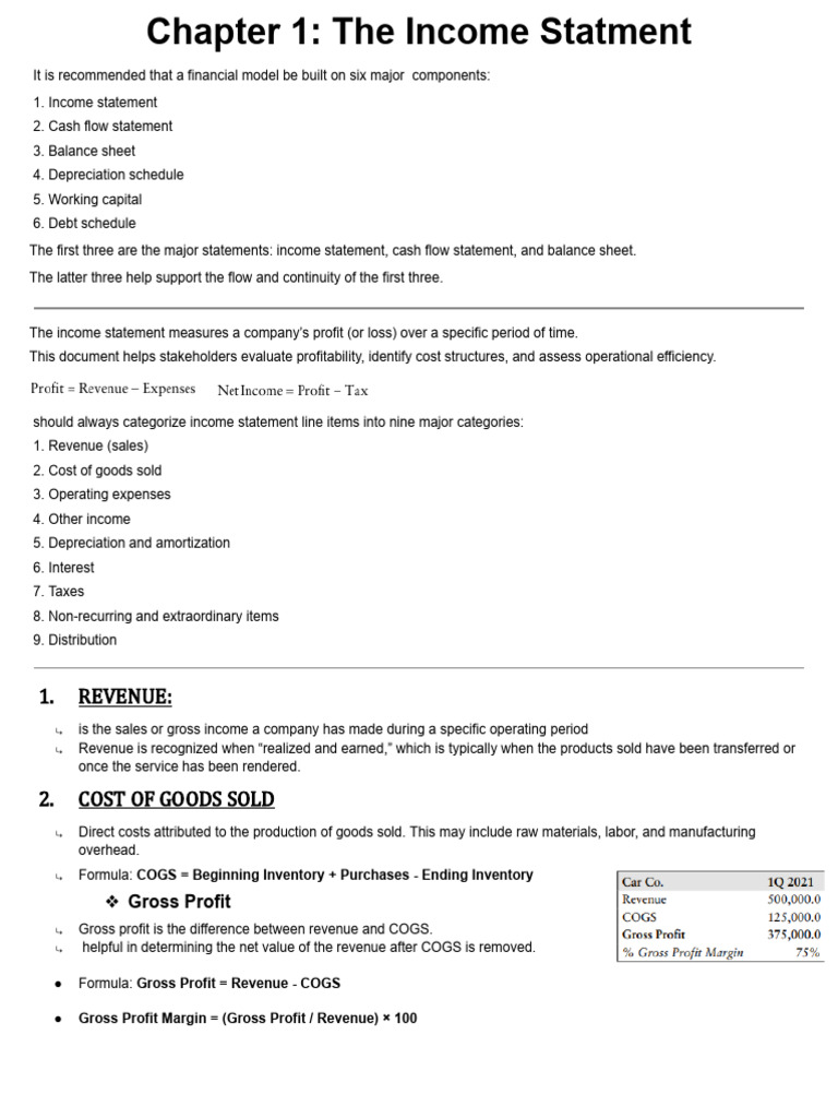 Chapter 1 - The Income Statment | PDF | Cost Of Goods Sold | Income Statement