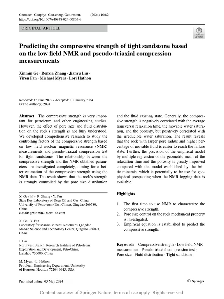 Predicting_the_compressive_strength_of_tight_sands | PDF | Nuclear ...