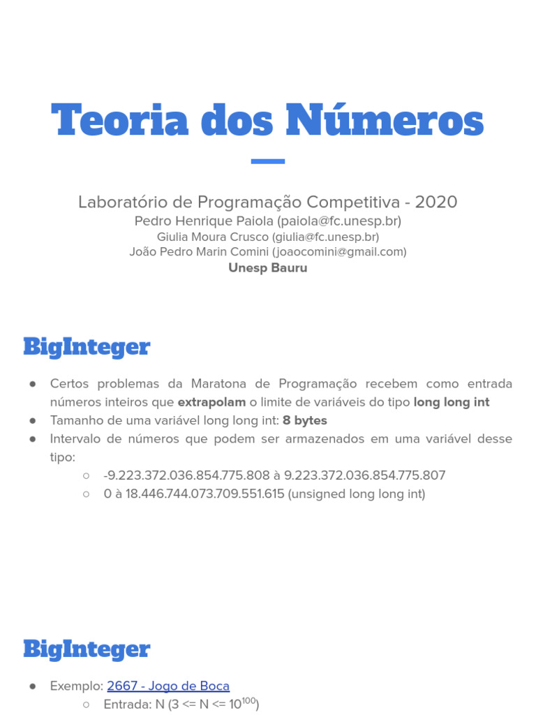 BigInteger e Teoria dos Números em Python | PDF | Combinatória | Permutação