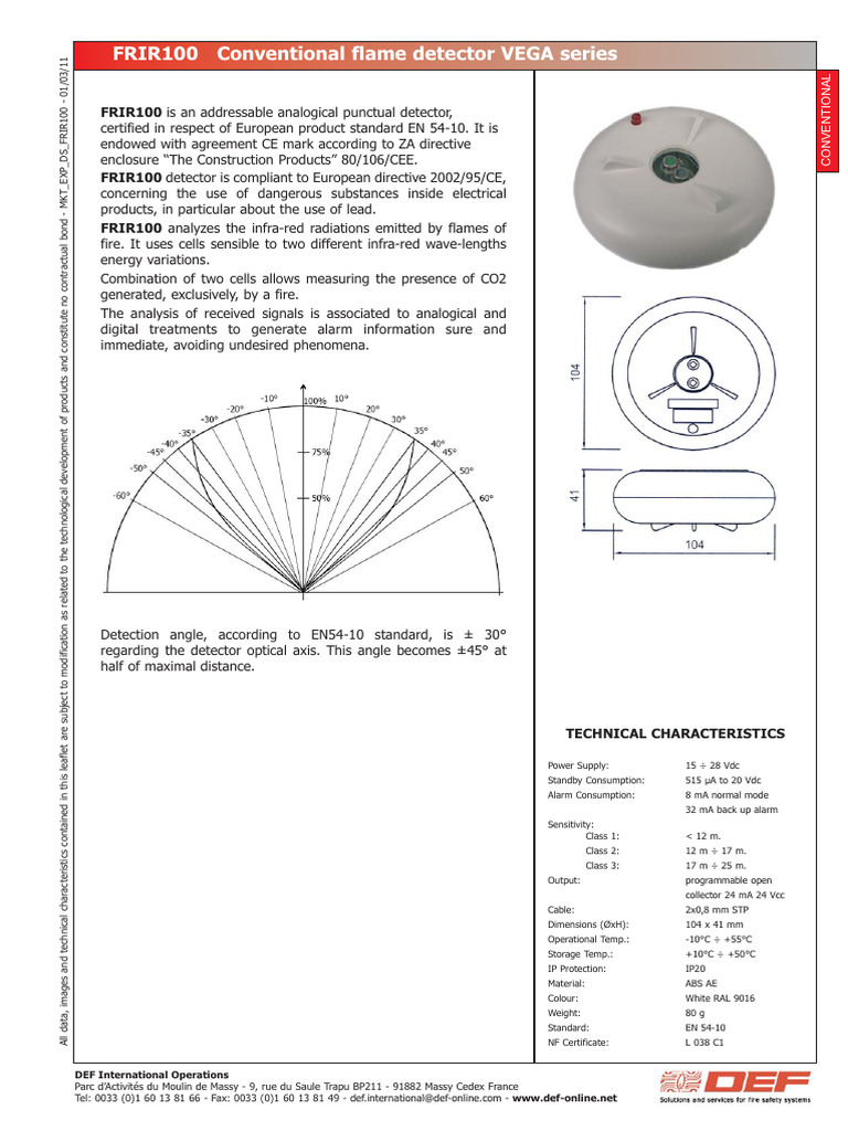 Datasheet - FRIR100 | PDF | Infrared | Sensor