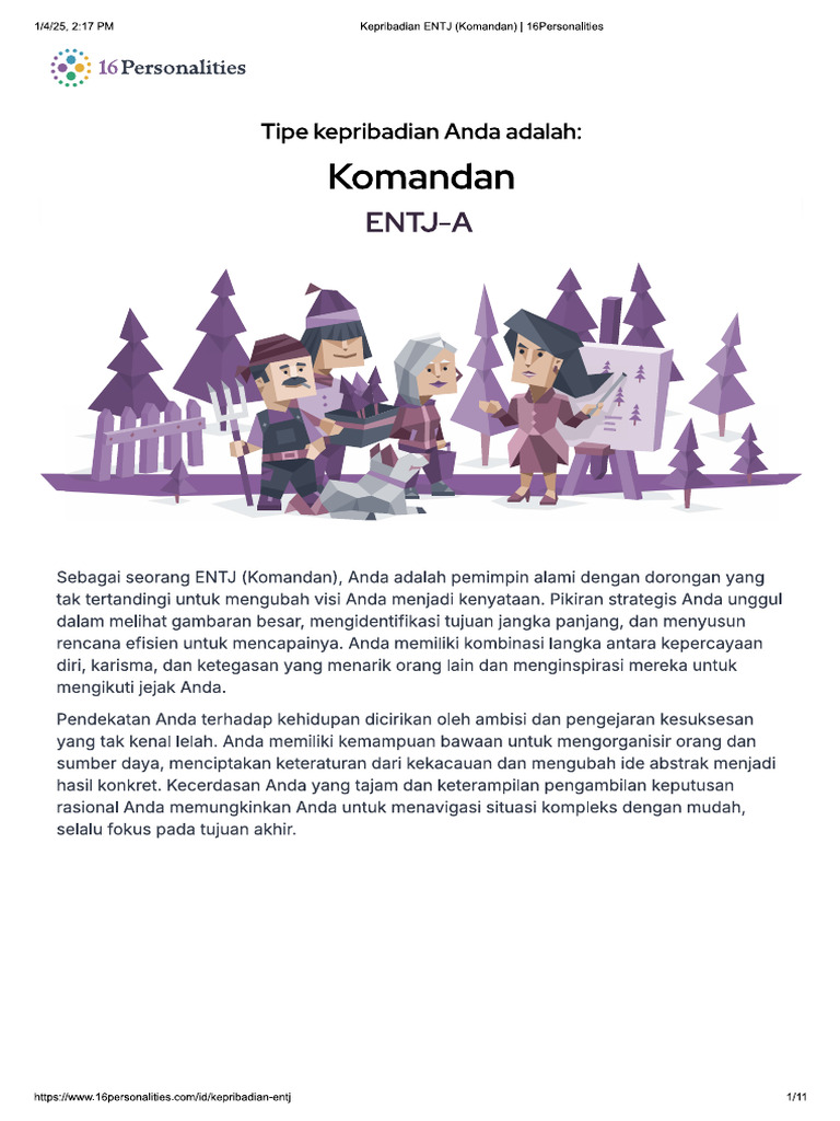 Contoh Interpretasi ENTJ by 16personallities | PDF