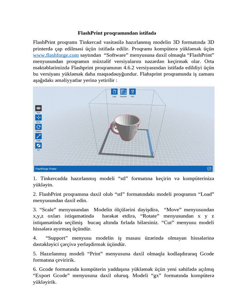 FlashPrint proqramından istifadə | PDF