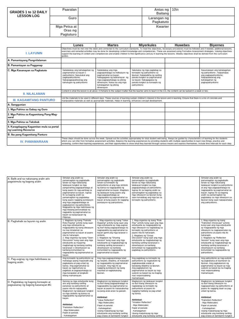 Daily Lesson Log | PDF