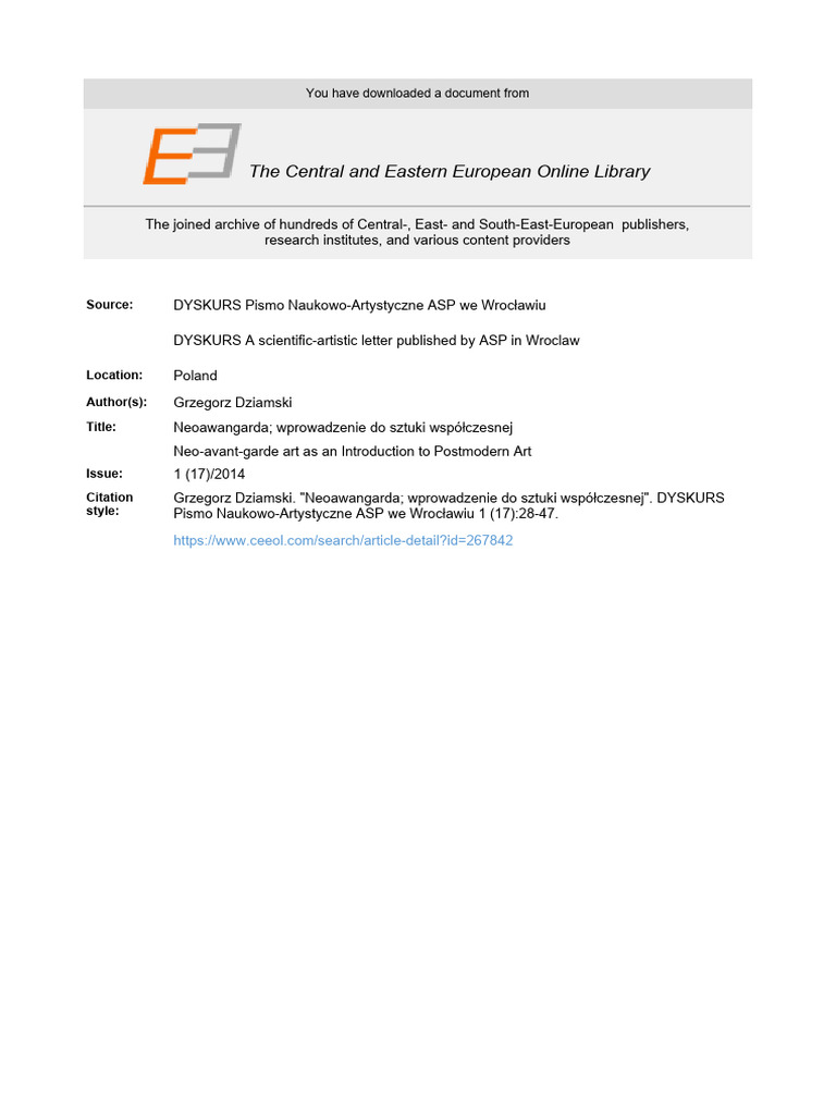 Neo Avant Garde Art as an Introduction to Postmodern Art Content 20File ...