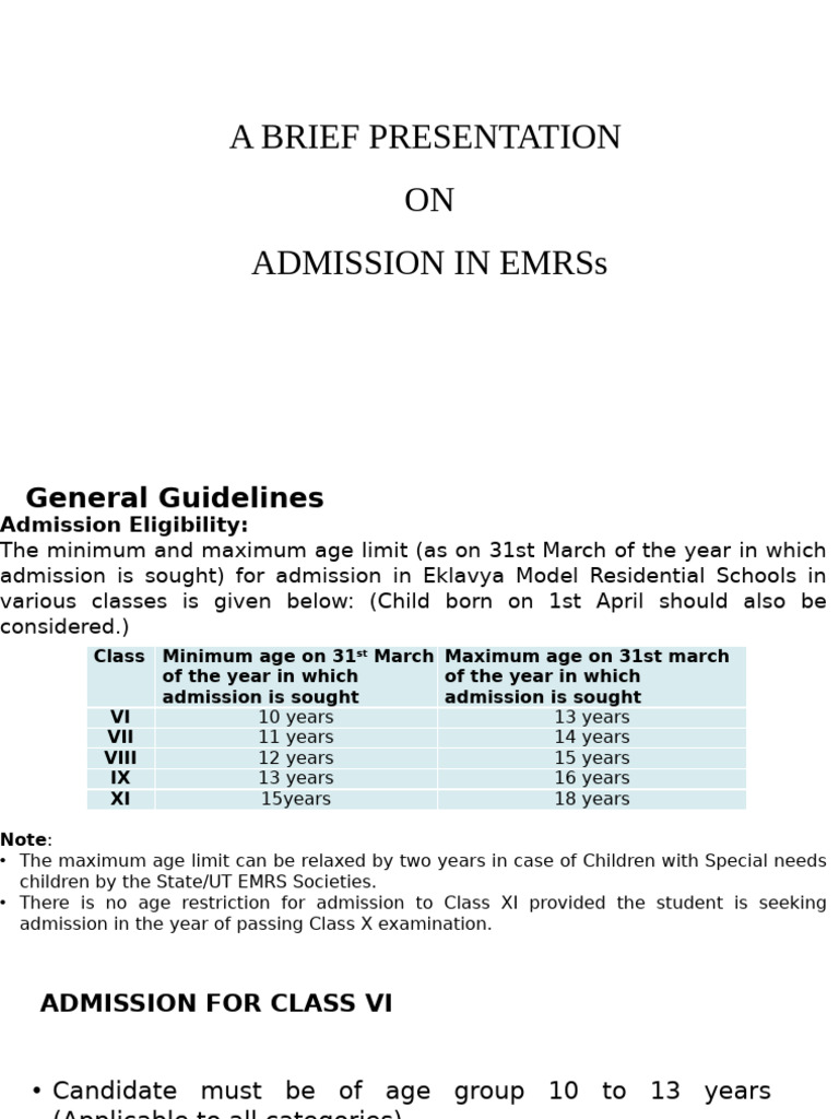 EMRS - Admission Guidelines | PDF | University And College Admission