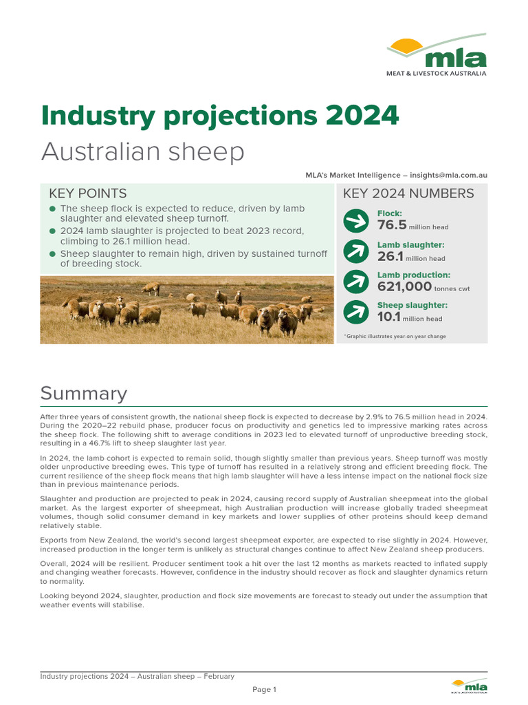 February 2024 Mla Australian Sheep Industry Projections0 280224 | PDF ...