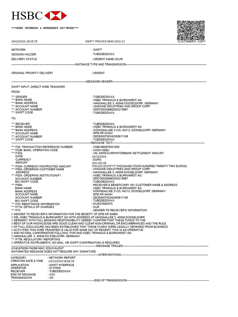 EPB 50422 | PDF | Wire Transfer | Payments