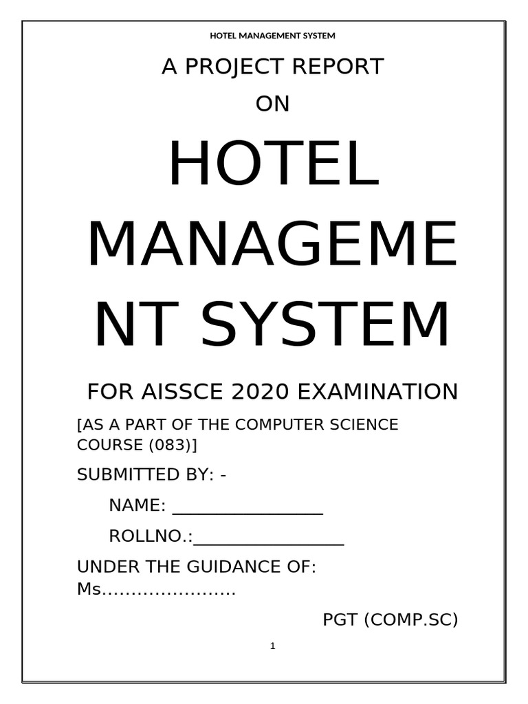 Project On Hotel Management | PDF | Databases | My Sql