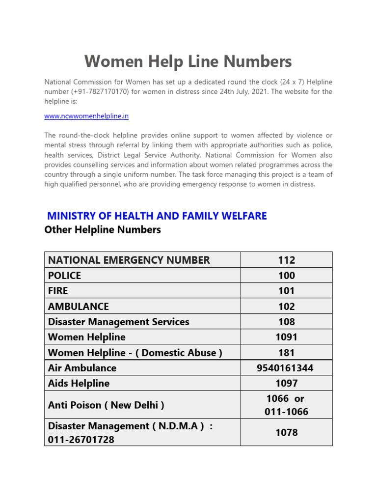 Women Helpline | PDF | Civil Defense | Emergency Management