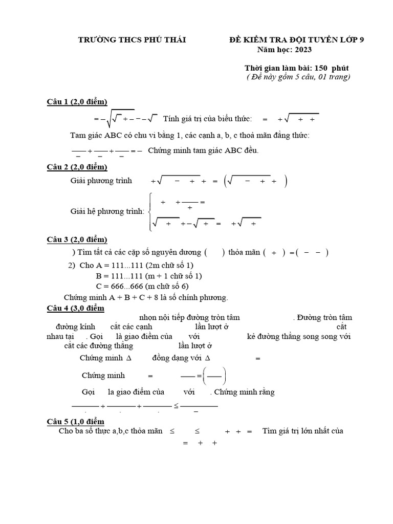 Đề thi thử t7 21.10 | PDF